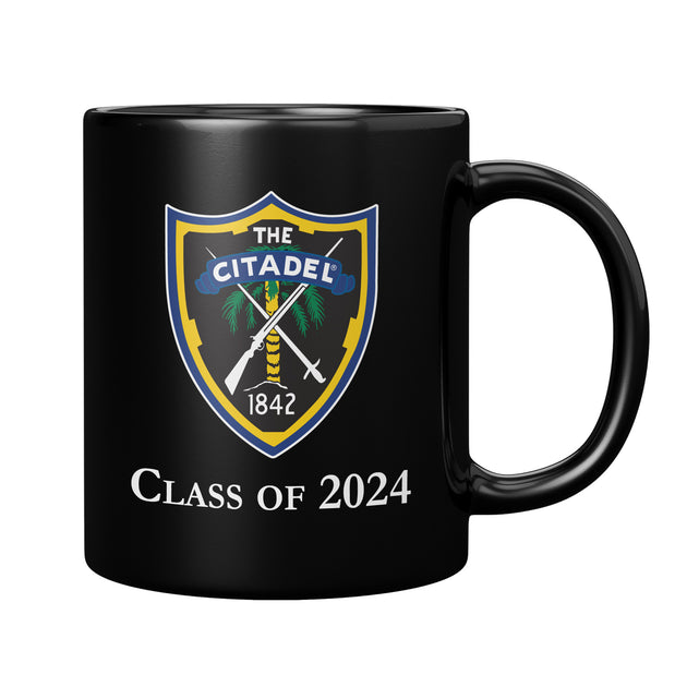 The Citadel, Shield, Class of 2024, Black Mug 11oz | Big Red Palmetto Store